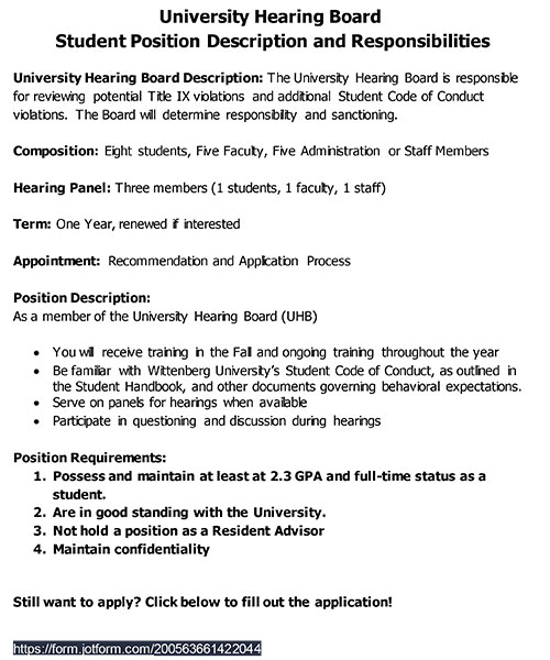Student Conduct | Wittenberg University