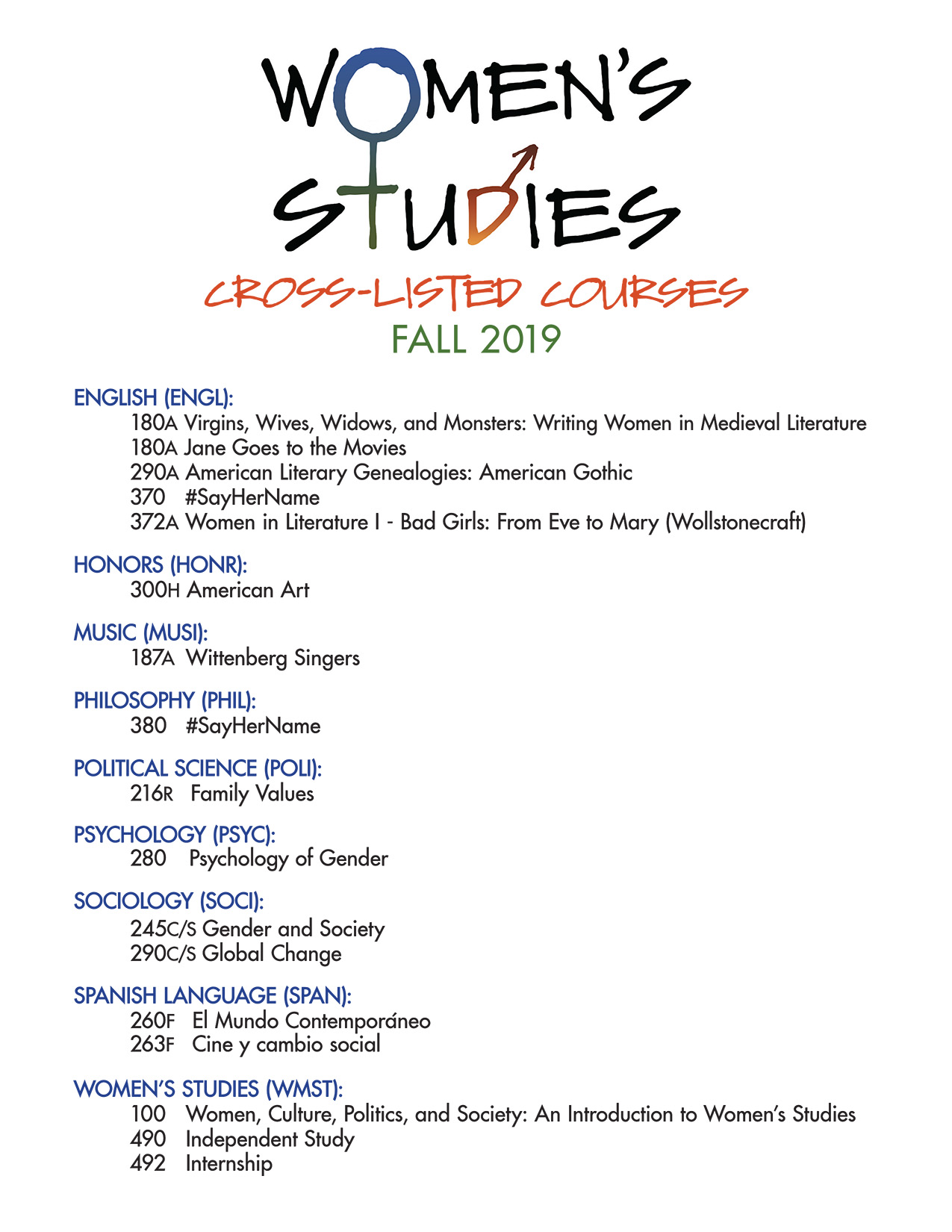 Women's Studies | Wittenberg University